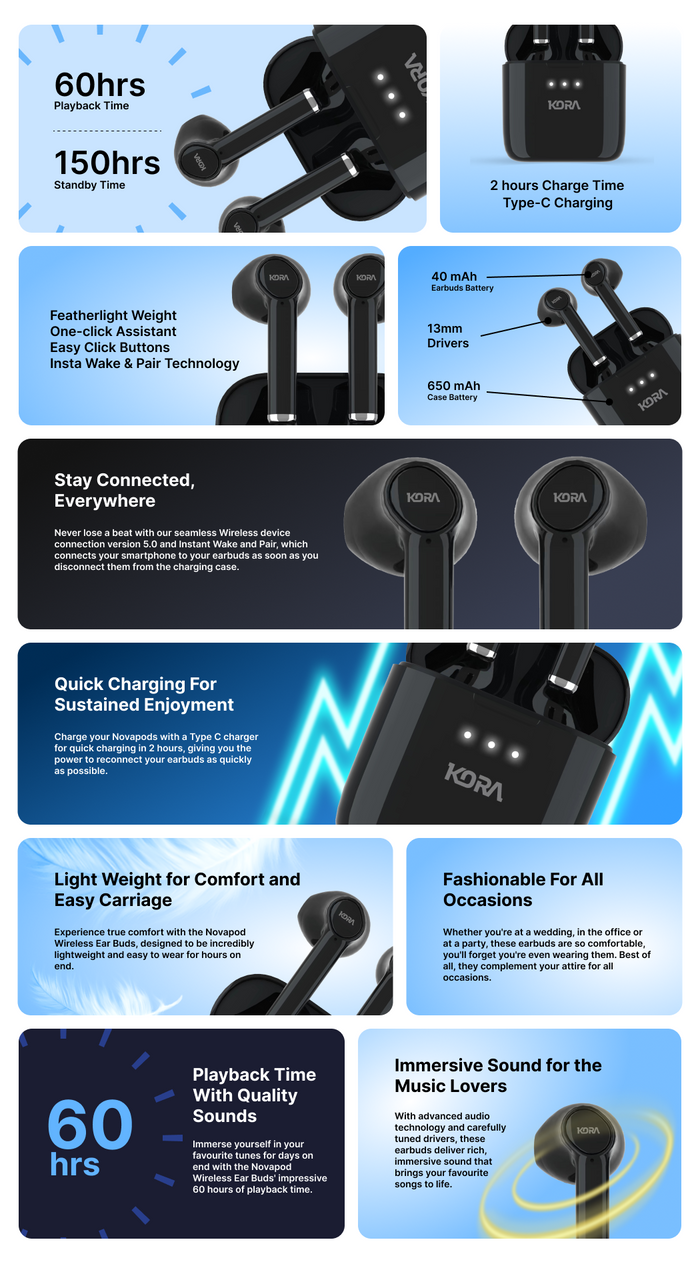 Kora Novapods Best and Affordable Earbuds in Ghana – 60 Hours Playback ...